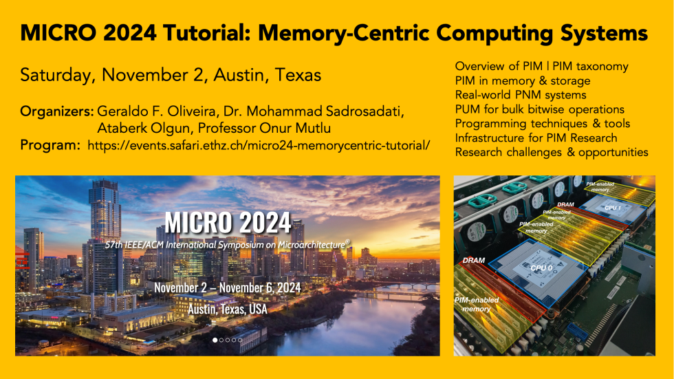 Memory-Centric Computing Systems Tutorial @ MICRO 2024 | SIGARCH