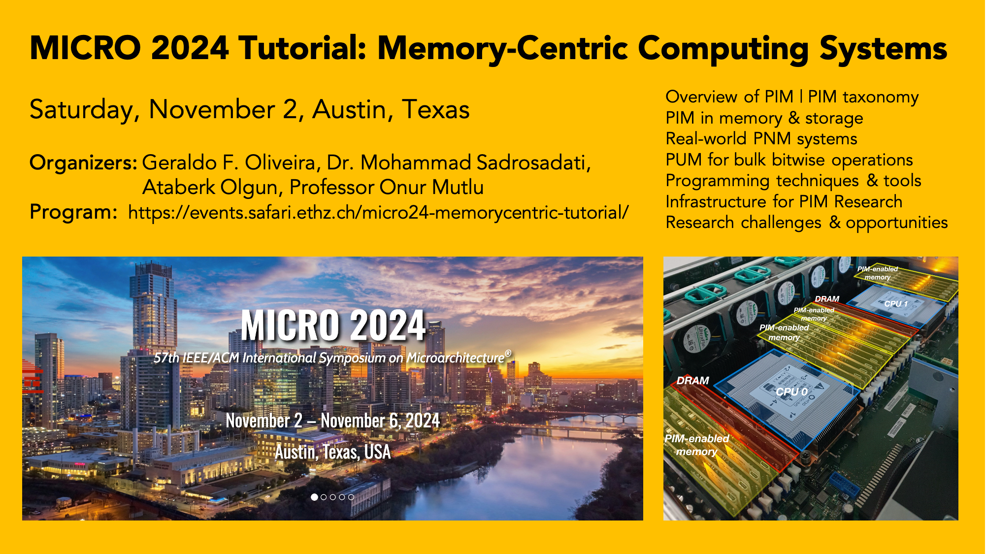Memory-Centric Computing Systems Tutorial @ MICRO 2024 | SIGARCH
